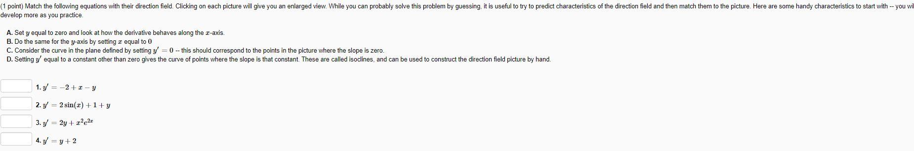Solved (1 point) Match the following equations with their | Chegg.com
