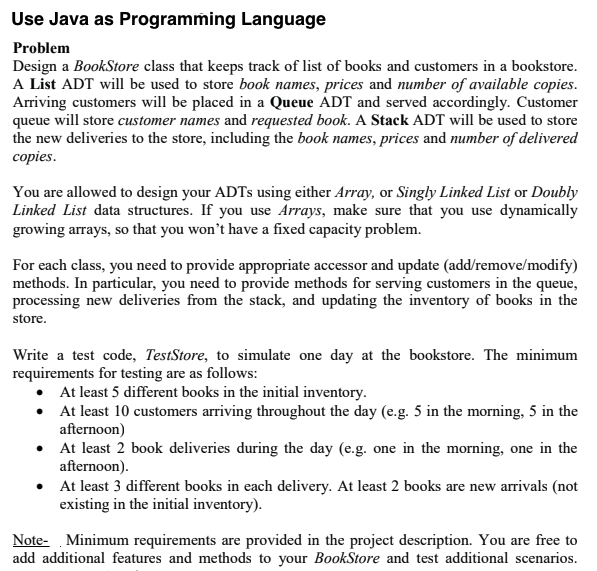Create List ADT, Queue ADT and Stack ADT. For | Chegg.com Create List ADT, Queue ADT and Stack ADT. For | Chegg.com