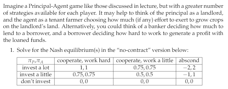 Solved Imagine a Principal-Agent game like those discussed | Chegg.com