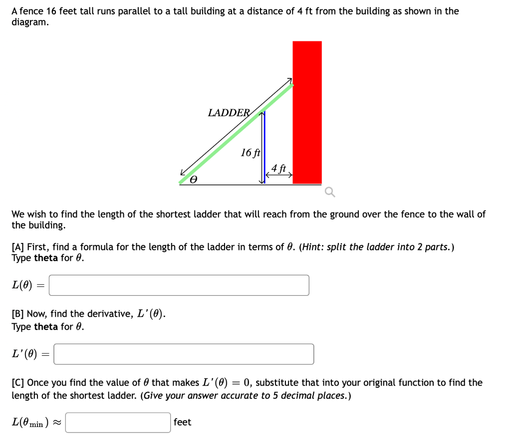 Solved A fence 16 feet tall runs parallel to a tall building | Chegg.com