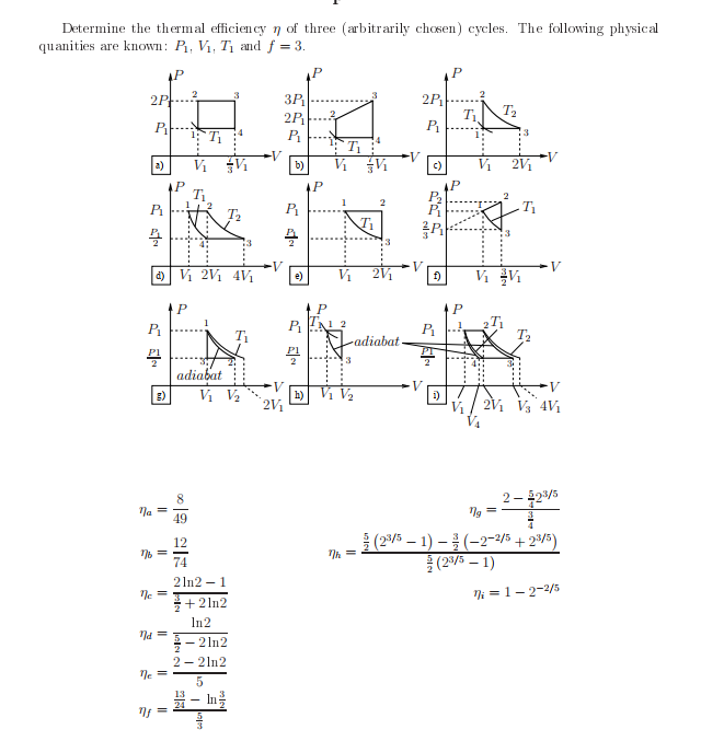 Determine the thermal efficiency η of three | Chegg.com