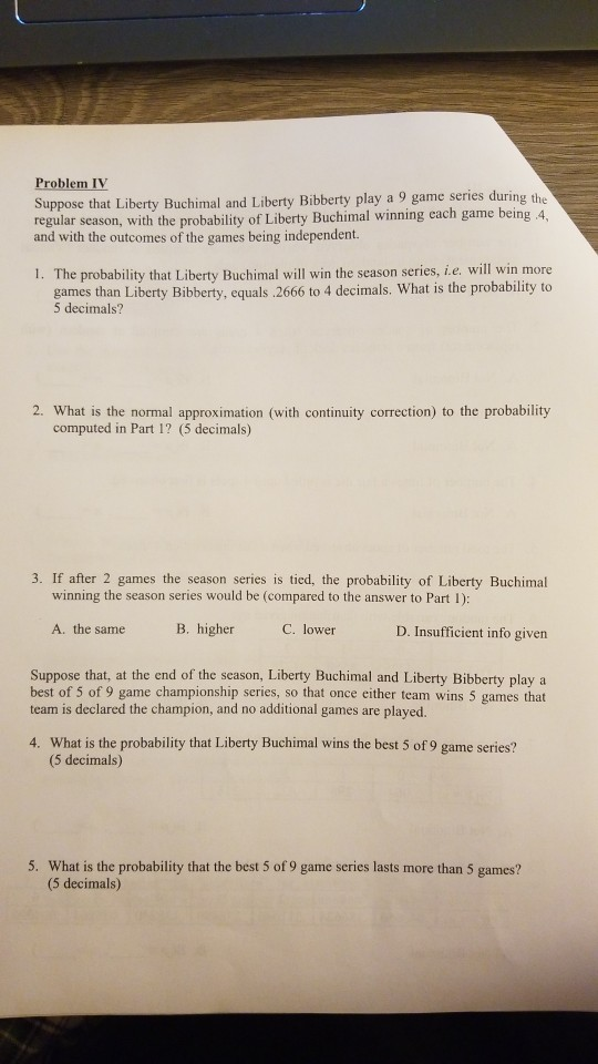Solved Problem IV Suppose that Liberty Buchimal and Liberty | Chegg.com