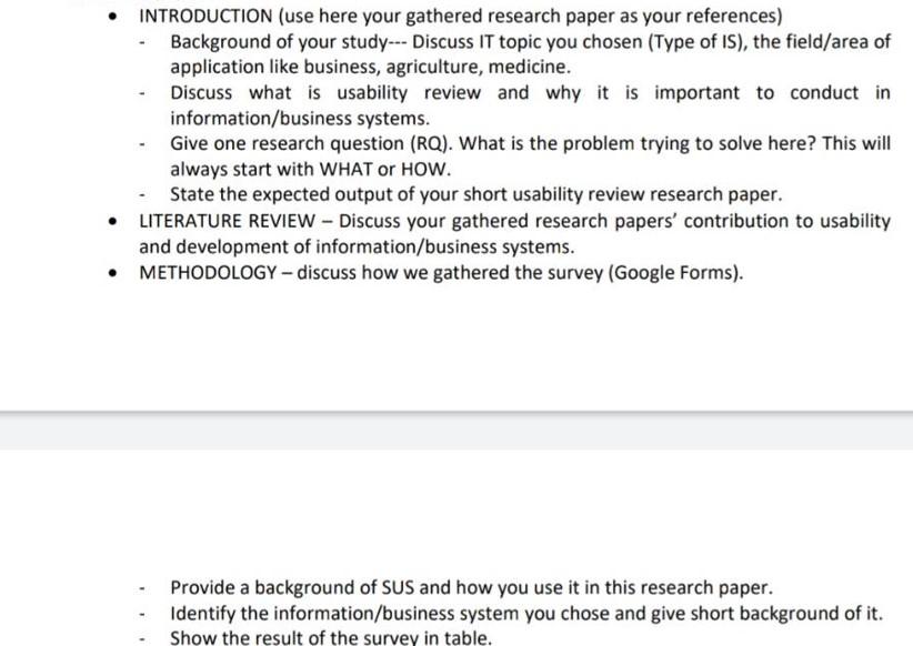 Solved Write a short research paper that presents usability | Chegg.com