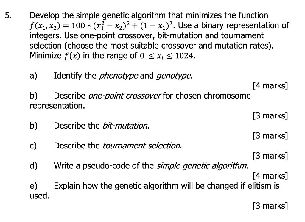 5. Develop the simple genetic algorithm that | Chegg.com
