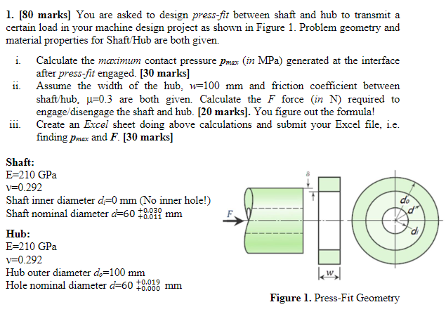 111. 1. [80 marks] You are asked to design press-fit | Chegg.com
