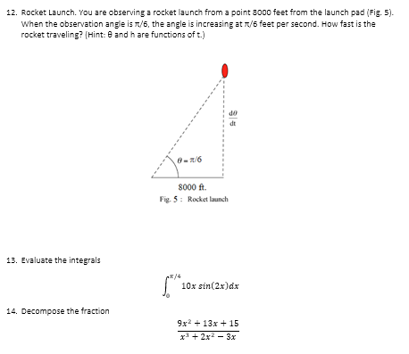 Solved 12. Rocket Launch. You are observing a rocket launch | Chegg.com