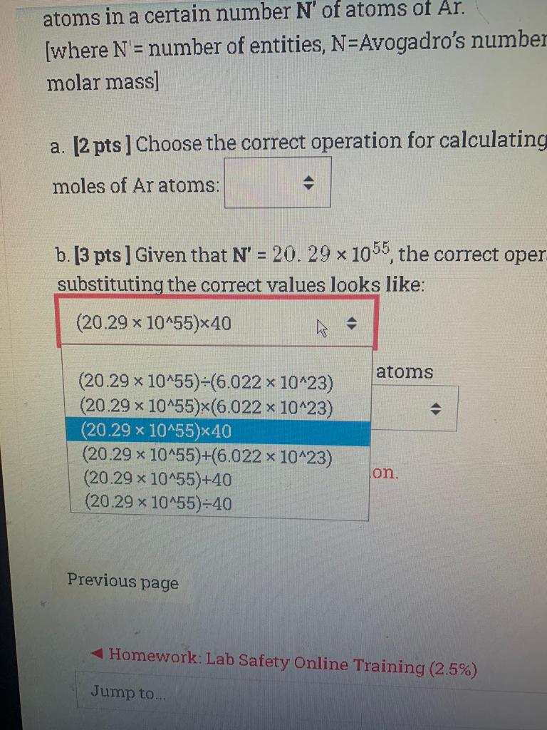 Solved moles of Ar atoms: b. [3 pts] Given that N' = 20. 29 | Chegg.com