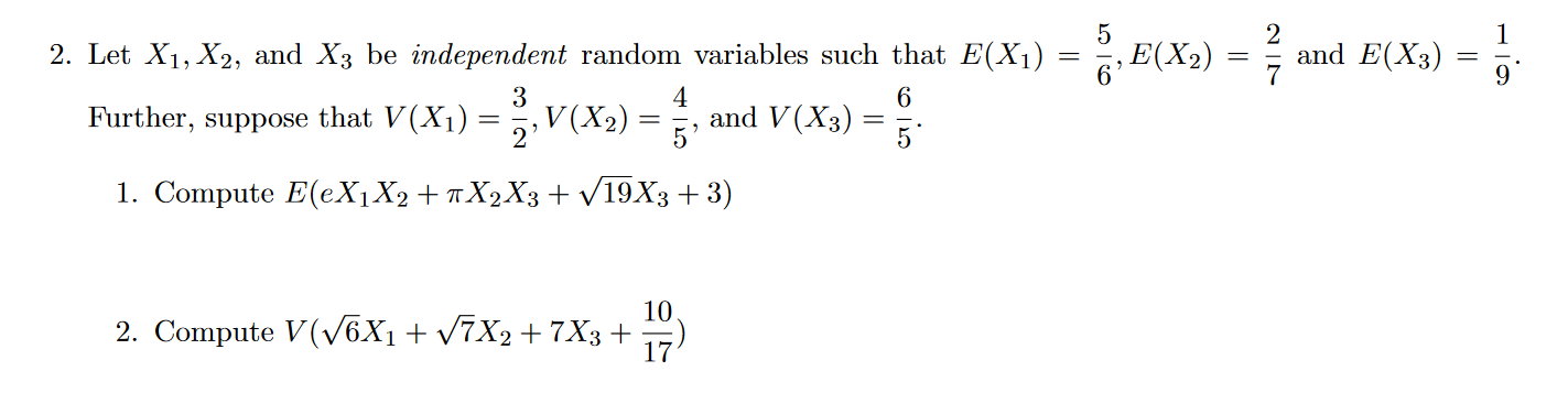Solved Let X1, ﻿X2, ﻿and X3 ﻿be independent random variables | Chegg.com