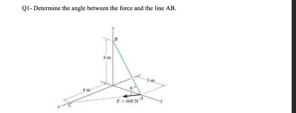 Solved Q1- Determine the angle between the force and the | Chegg.com