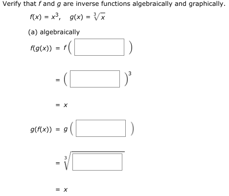 Solved Verify that fand g are inverse functions | Chegg.com