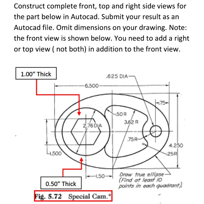 Solved Construct complete front, top and right side views | Chegg.com