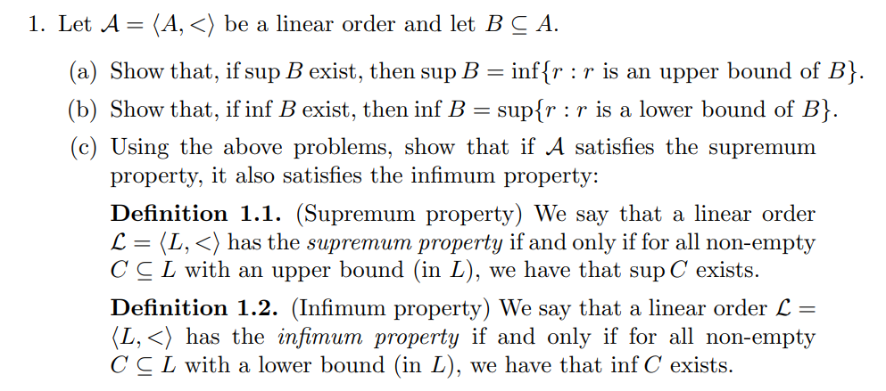 Solved 1. Let A = (A,