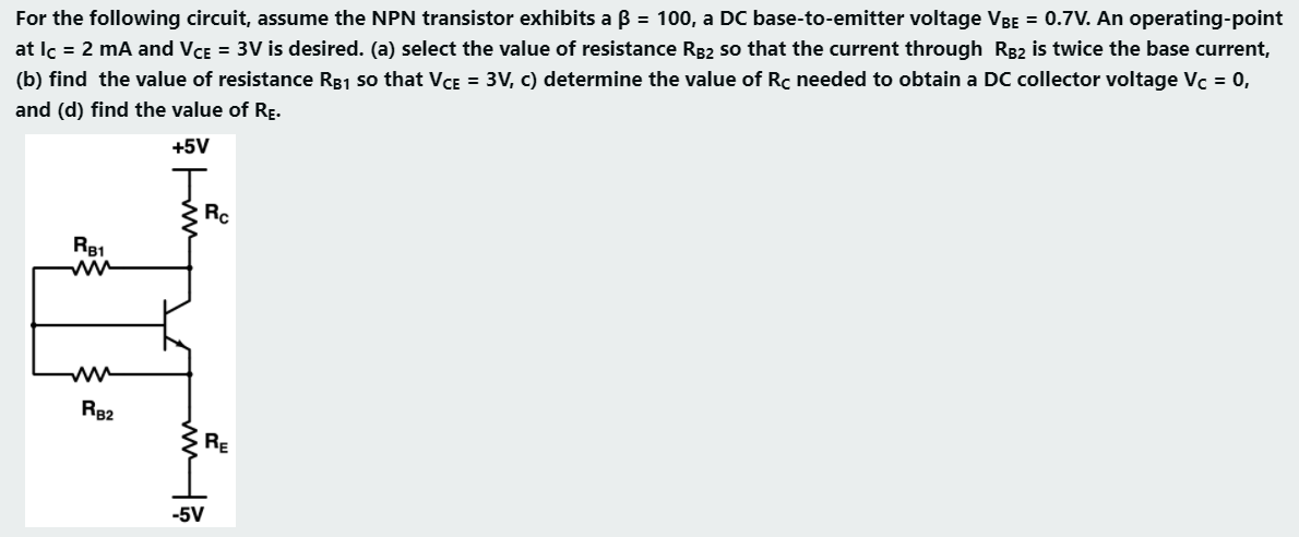Solved (a) RB2 = kΩ (one | Chegg.com