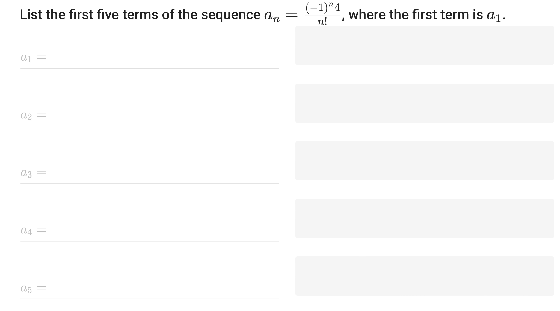 Solved List the first five terms of the sequence | Chegg.com