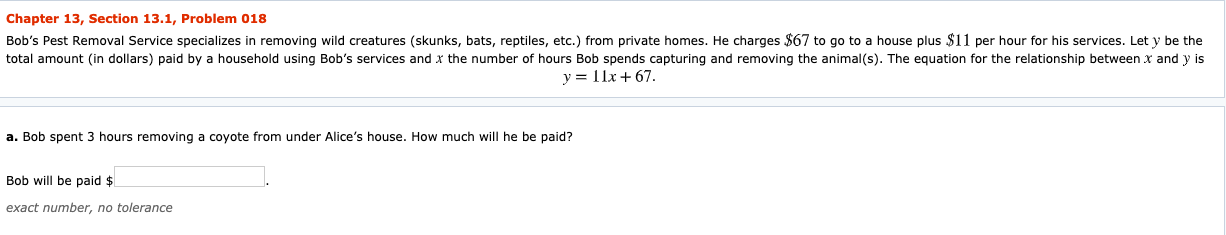 Solved Chapter 13, Section 13.1, Problem 018 Bob's Pest | Chegg.com