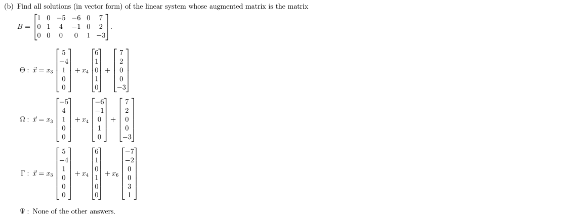 Solved (b) Find all solutions (in vector form) of the linear | Chegg.com