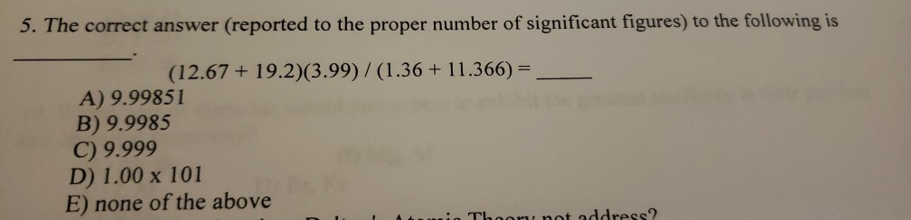 Solved 5. The correct answer (reported to the proper number | Chegg.com