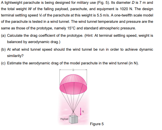 Solved A lightweight parachute is being designed for | Chegg.com