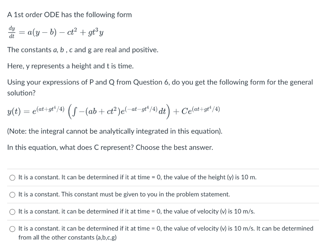 Solved A 1st order ODE has the following form | Chegg.com