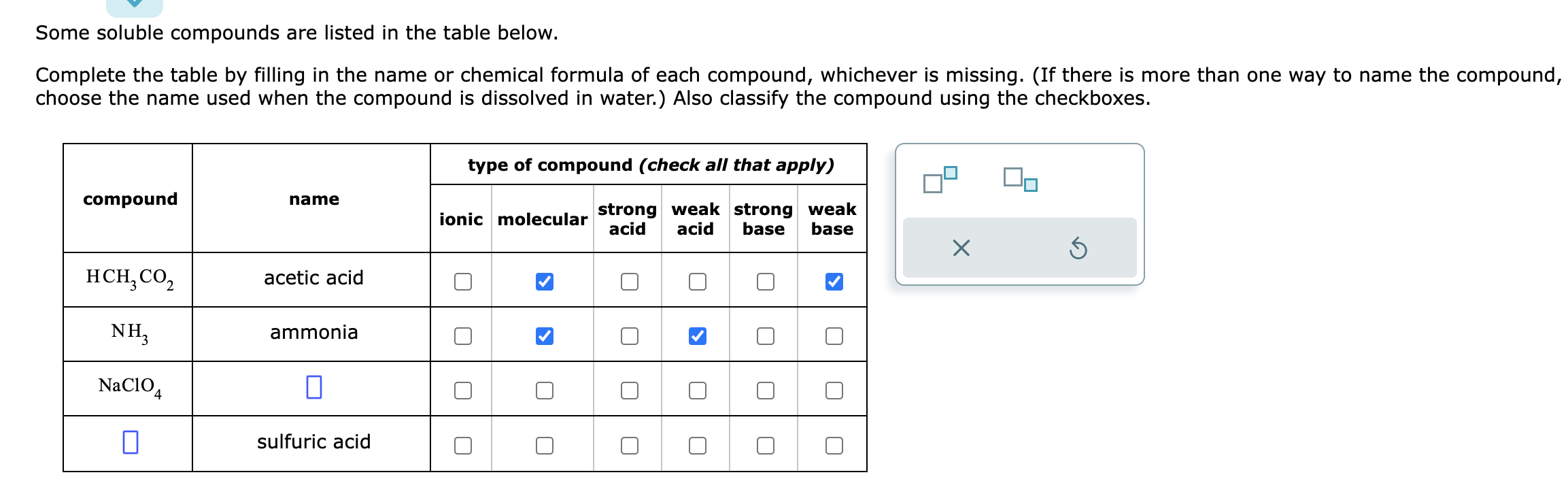 Solved Some soluble compounds are listed in the table below. | Chegg.com