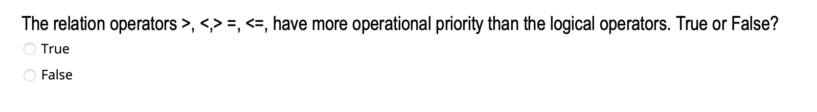 Solved The relation operators >,
