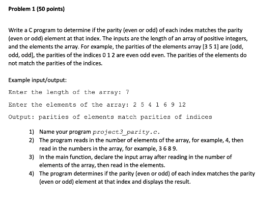 Solved Write a C program to determine if the parity (even or | Chegg.com