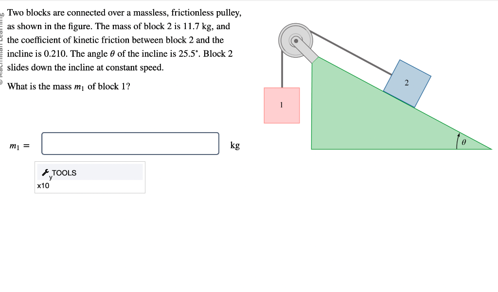 Solved Two blocks are connected over a massless, | Chegg.com