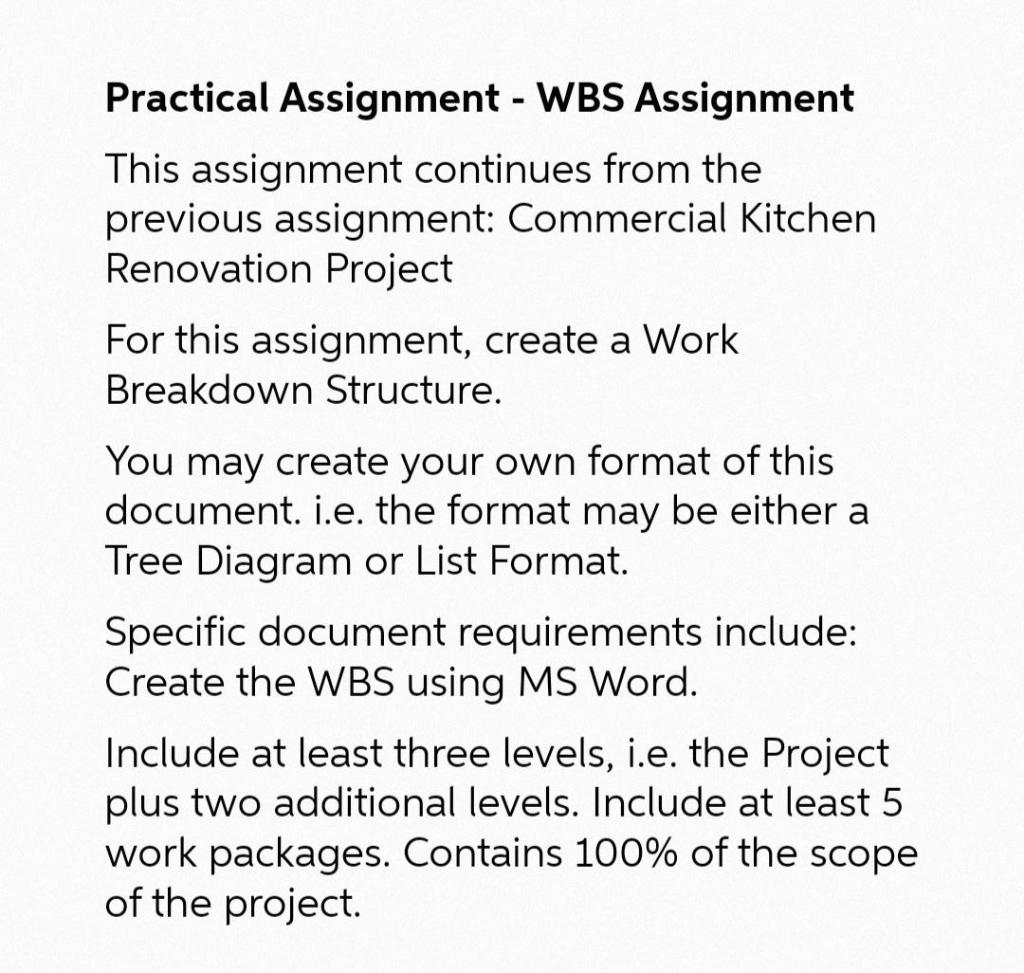 Solved Practical Assignment - WBS Assignment This assignment | Chegg.com