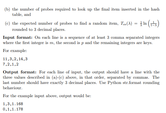 1. Hashing 30 marks You are given an input file with | Chegg.com