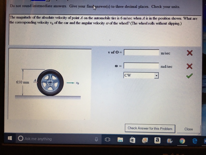 Solved The magnitude of the absolute velocity of point A on | Chegg.com