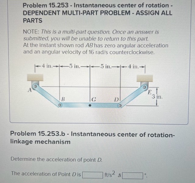 Solved At the instant shown rod AB has zero angular | Chegg.com
