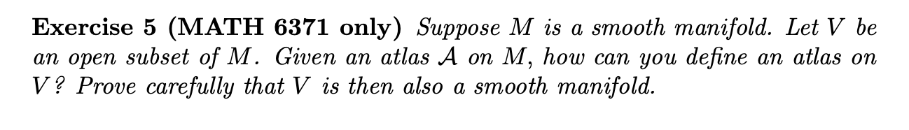 Solved Exercise 5 (MATH 6371 only) Suppose M is a smooth | Chegg.com