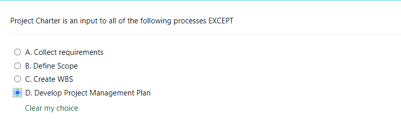 Solved Project Charter is an input to all of the following | Chegg.com