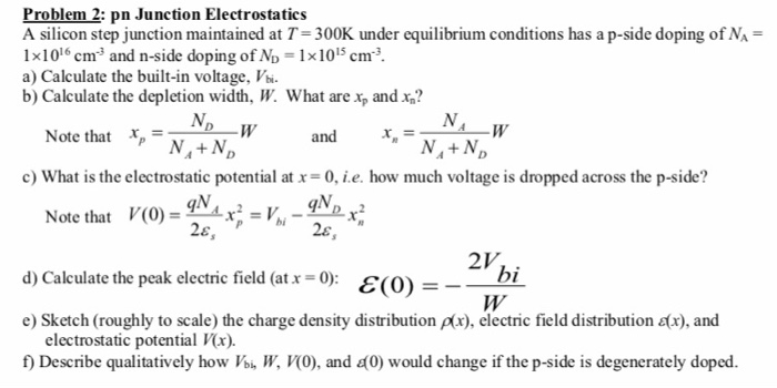 Solved Problem 2: pn Junction Electrostatics A silicon step | Chegg.com