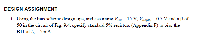 Solved BIAS SCHEME DESIGN TIPS If common-emitter | Chegg.com