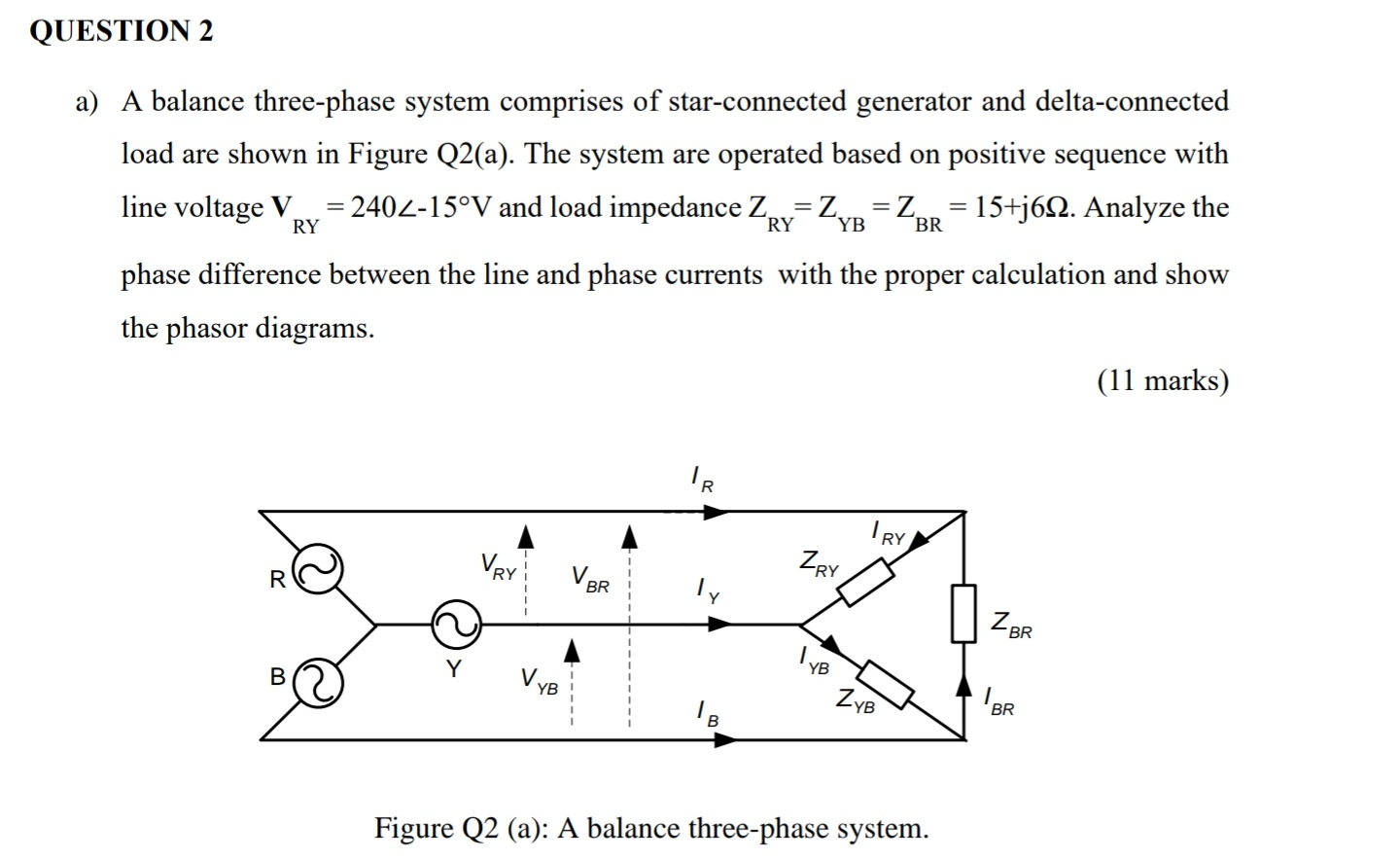 Solved QUESTION 2 RY RY a) A balance three-phase system | Chegg.com