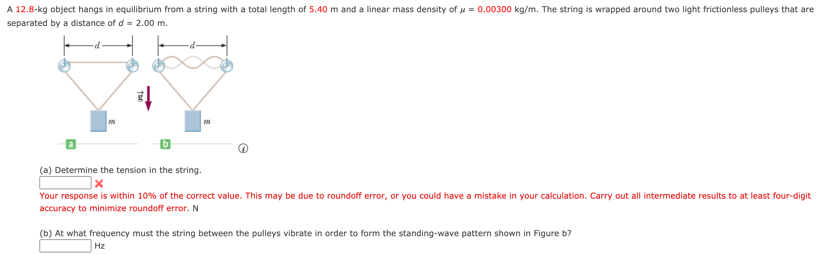 Solved A 12.8-kg object hangs in equilibrium from a string | Chegg.com