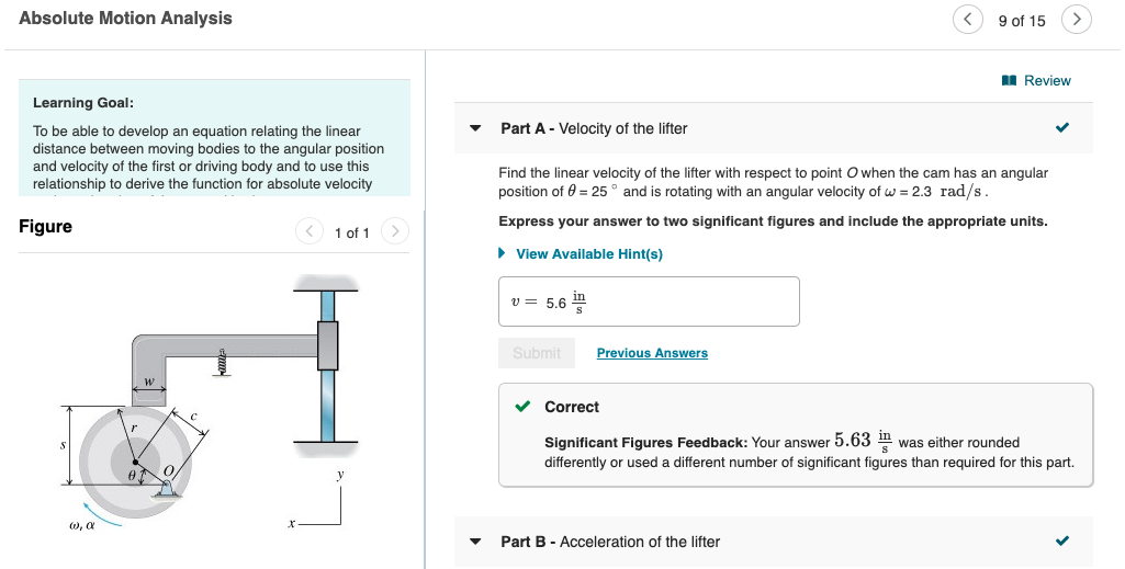 Solved Absolute Motion Analysis 9 of 15 Review Learning | Chegg.com