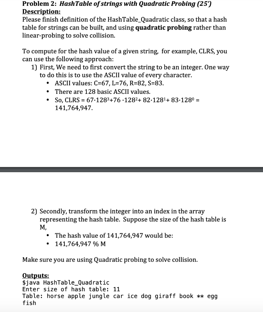 Solved import java.io.*; import java.util.*; public class | Chegg.com