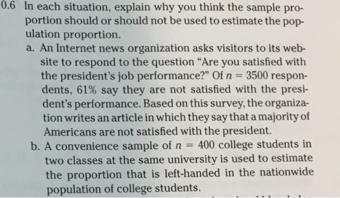 Solved In each situation, explain why you think the sample | Chegg.com