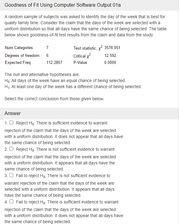 Solved A random sample of subjects was asked to identify the | Chegg.com