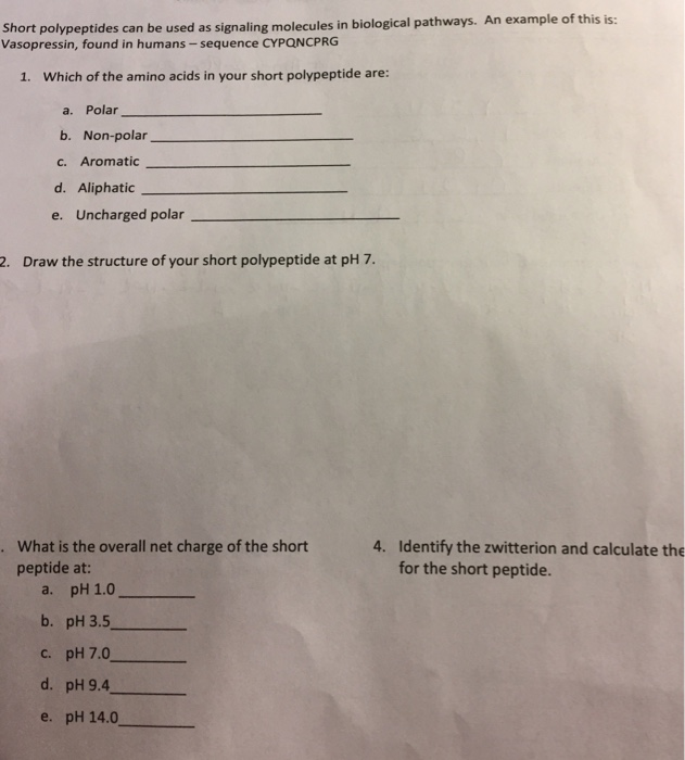 Solved Short polypeptides can be used as signaling molecules | Chegg.com