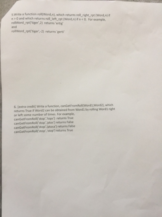 Solved 1 Write A Function Roll Rightword Which Takes A 3593