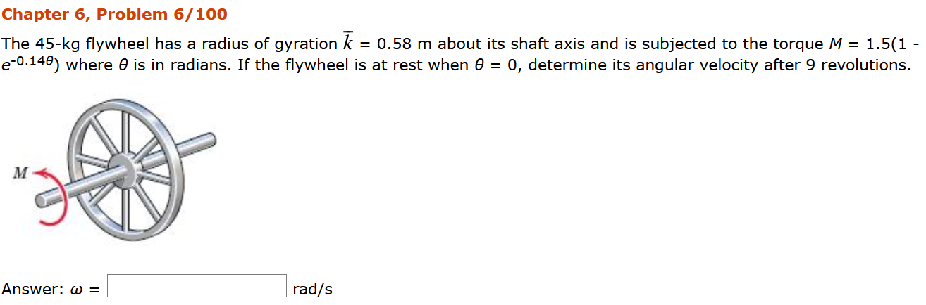 Solved The 45-kg flywheel has a radius of gyration = 0.58 m | Chegg.com