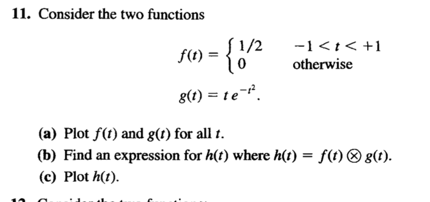 Solved 11 Consider The Two Functions F 1 2 0 Otherwise G T