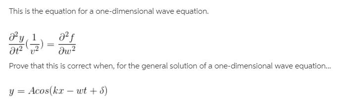 Solved This is the equation for a one-dimensional wave | Chegg.com