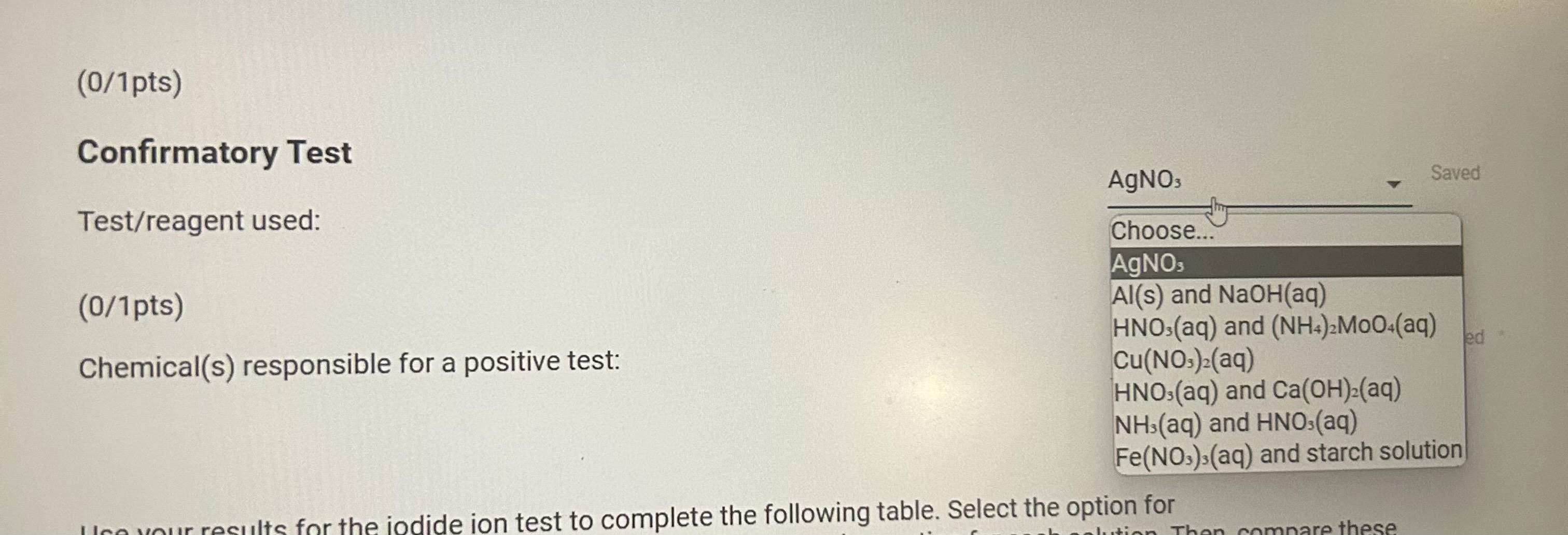 Solved results to determine if your unknown test solution | Chegg.com