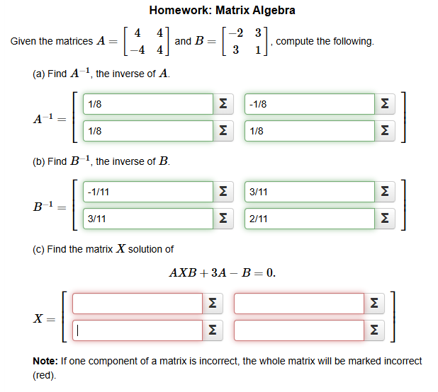 Solved Homework: Matrix AlgebraGiven the matrices A=[44-44] | Chegg.com