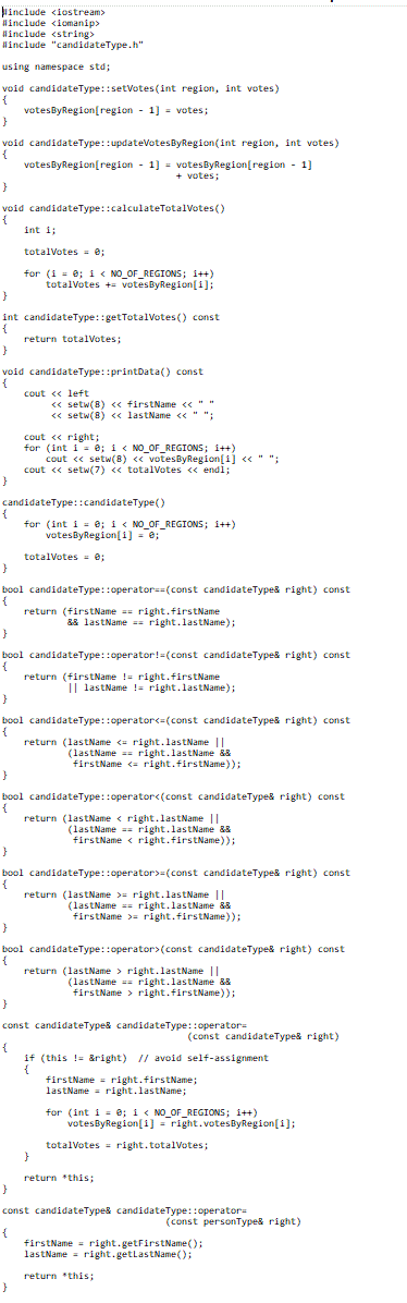 Solved In C++ Instructions Redo the Election Results | Chegg.com