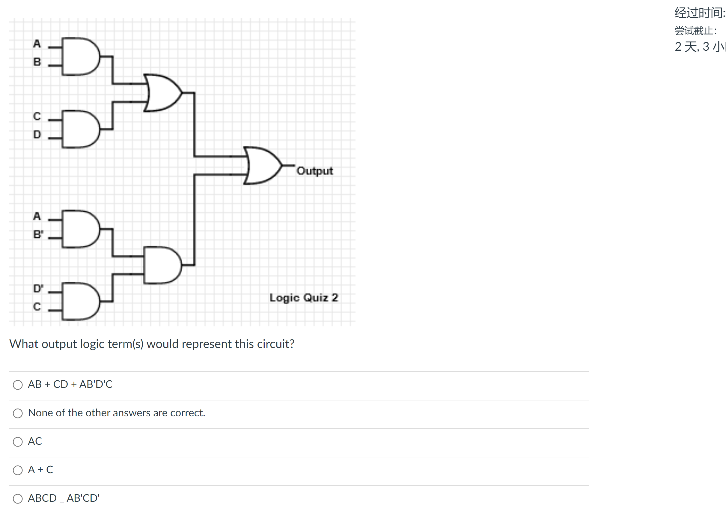 Solved 经过时间 尝试截止 2 天 3 小 What Output Logic Terms Would 
